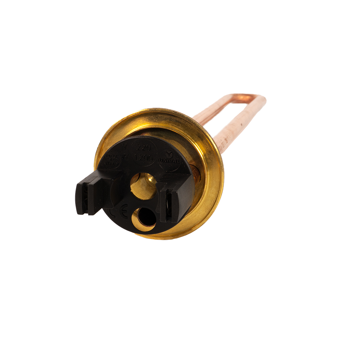 Straight heating element with circular flange ø48 Longer fastons - Unival