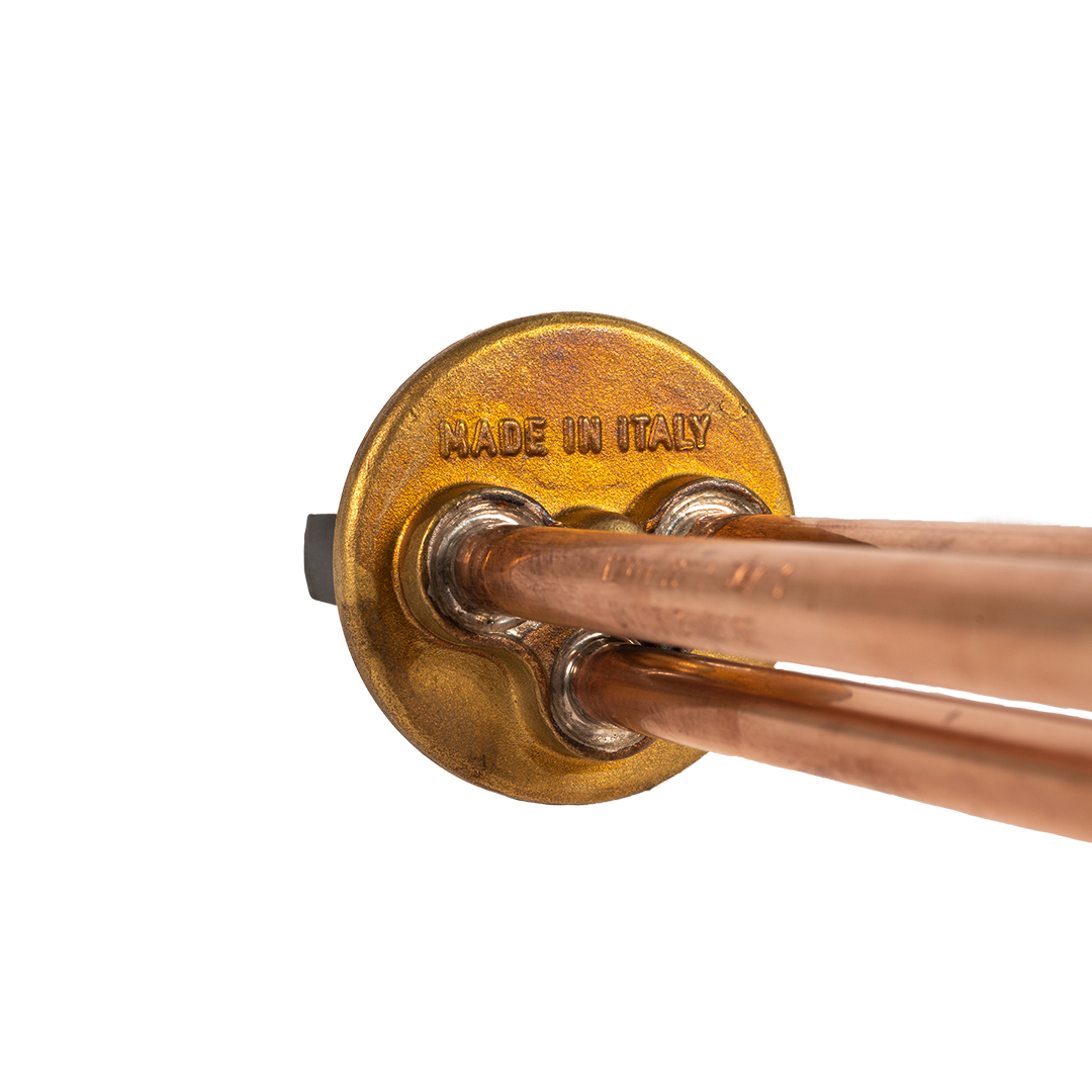 Straight heating element with circular flange ø48 Longer fastons - Unival