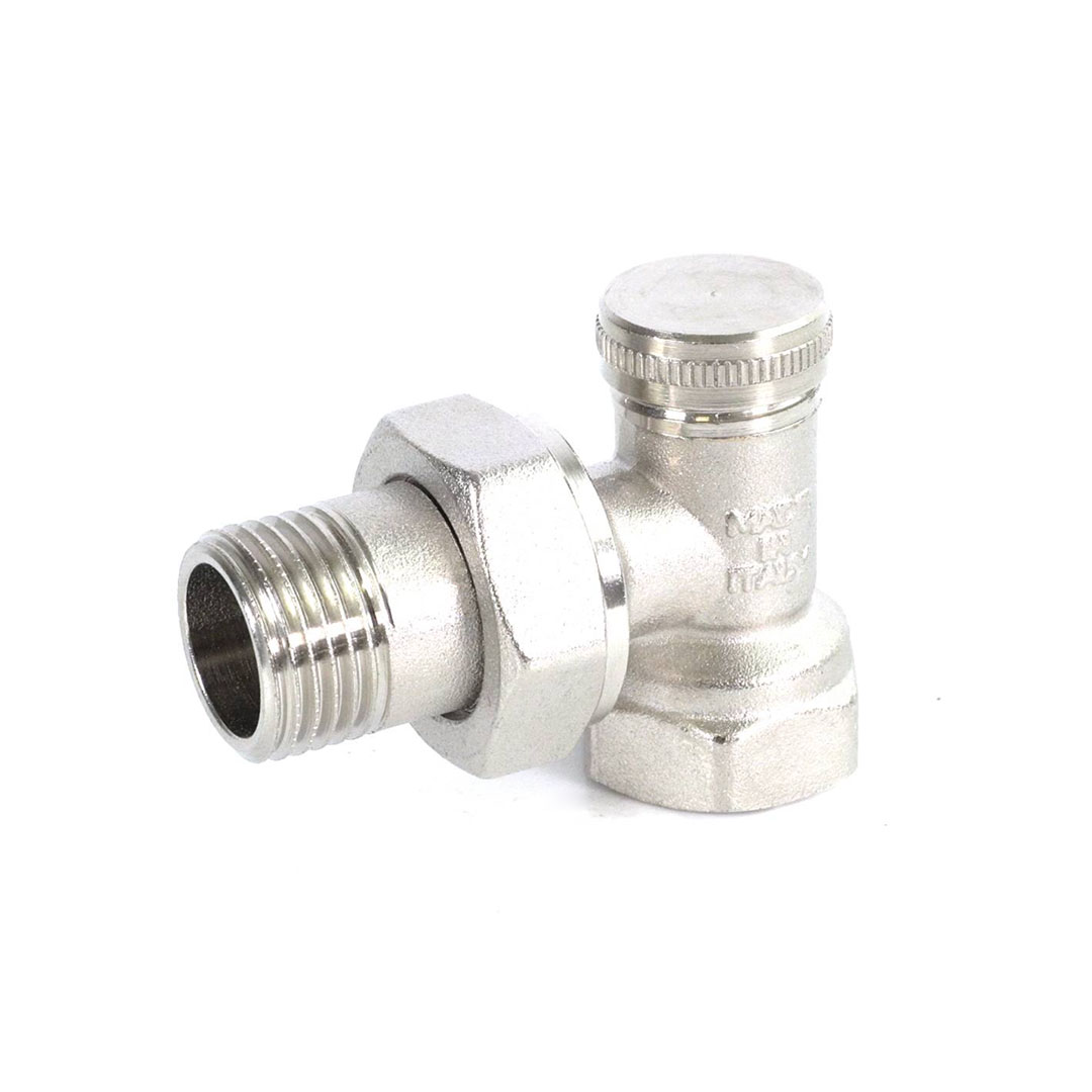 Radiator angle lockshield for iron tube - Unival