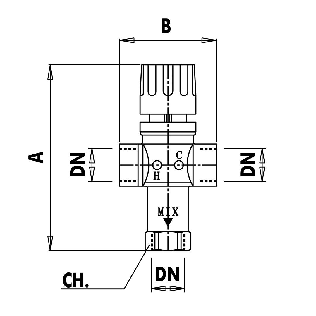 Thermostatic mixing valve, FF connection - Unival