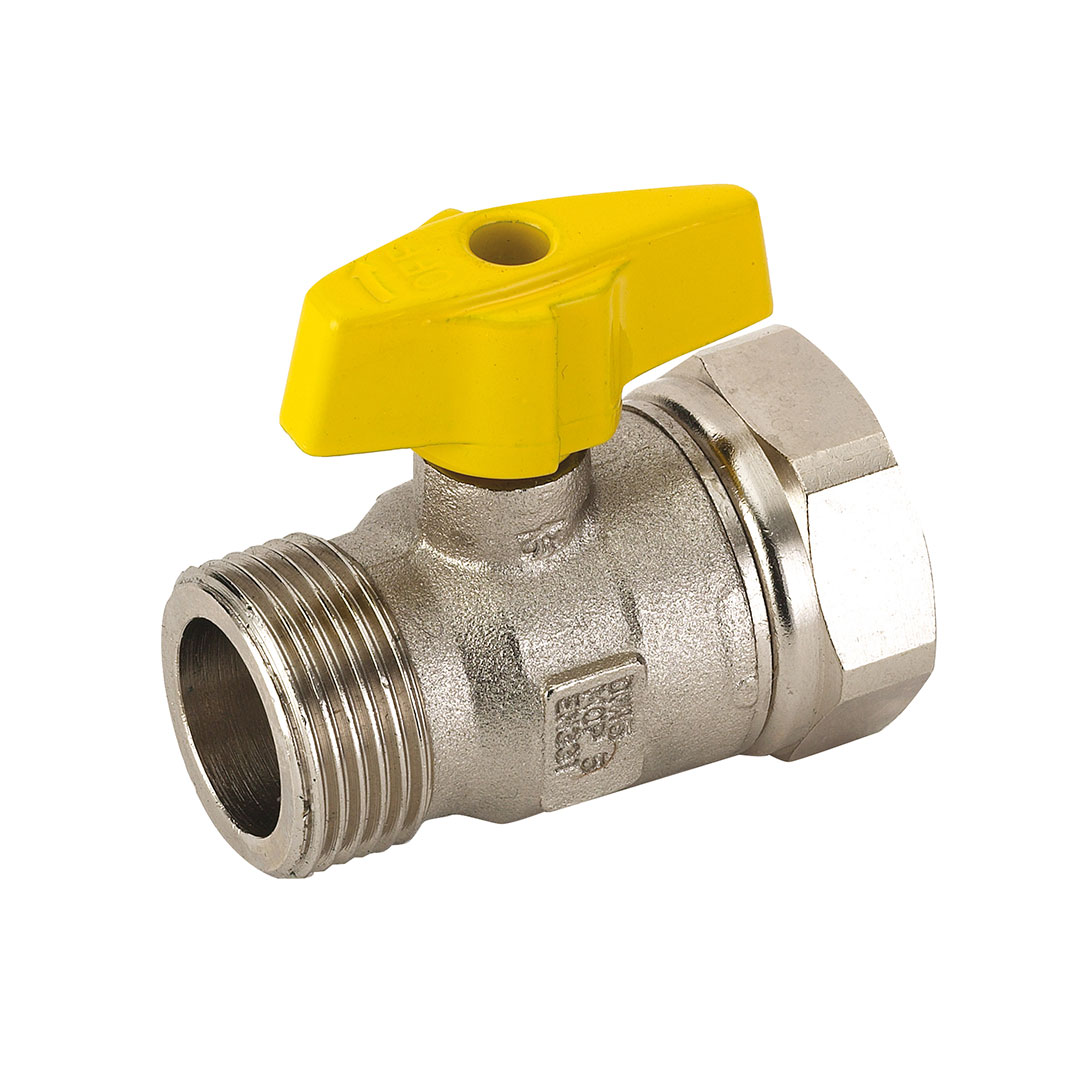 Straight mini ball gas valve, with swivel nut - Unival